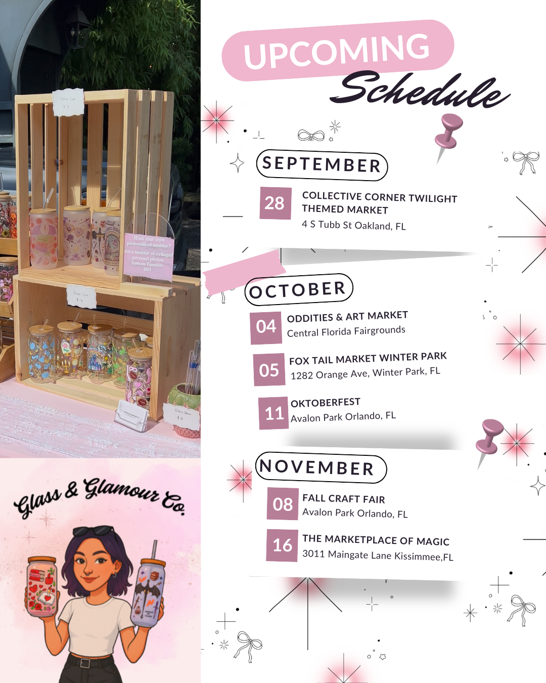 🍂 Upcoming Fall Markets September - November 2025 🍂 – Glass & Glamour Co.